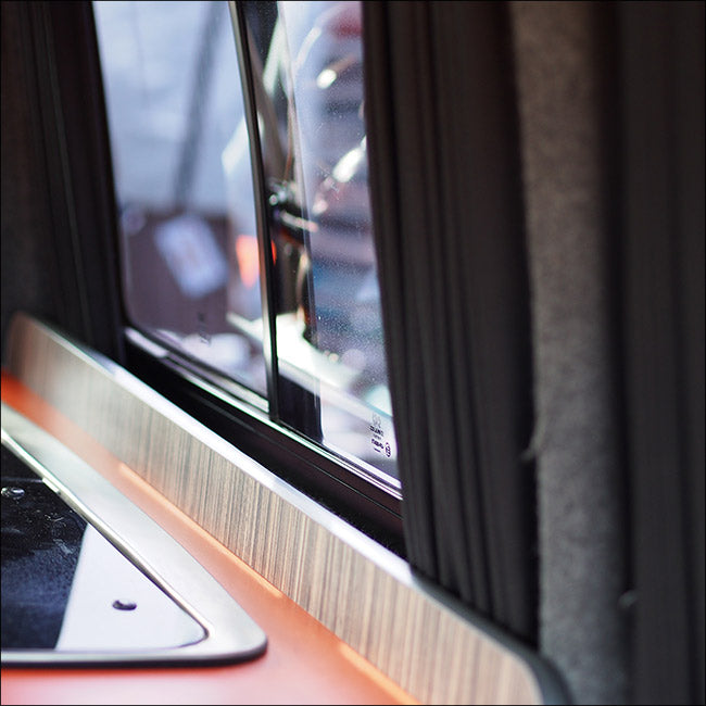 For VW T6.1 Transporter Van Conversion Premium Curtains Van-X - Black ...